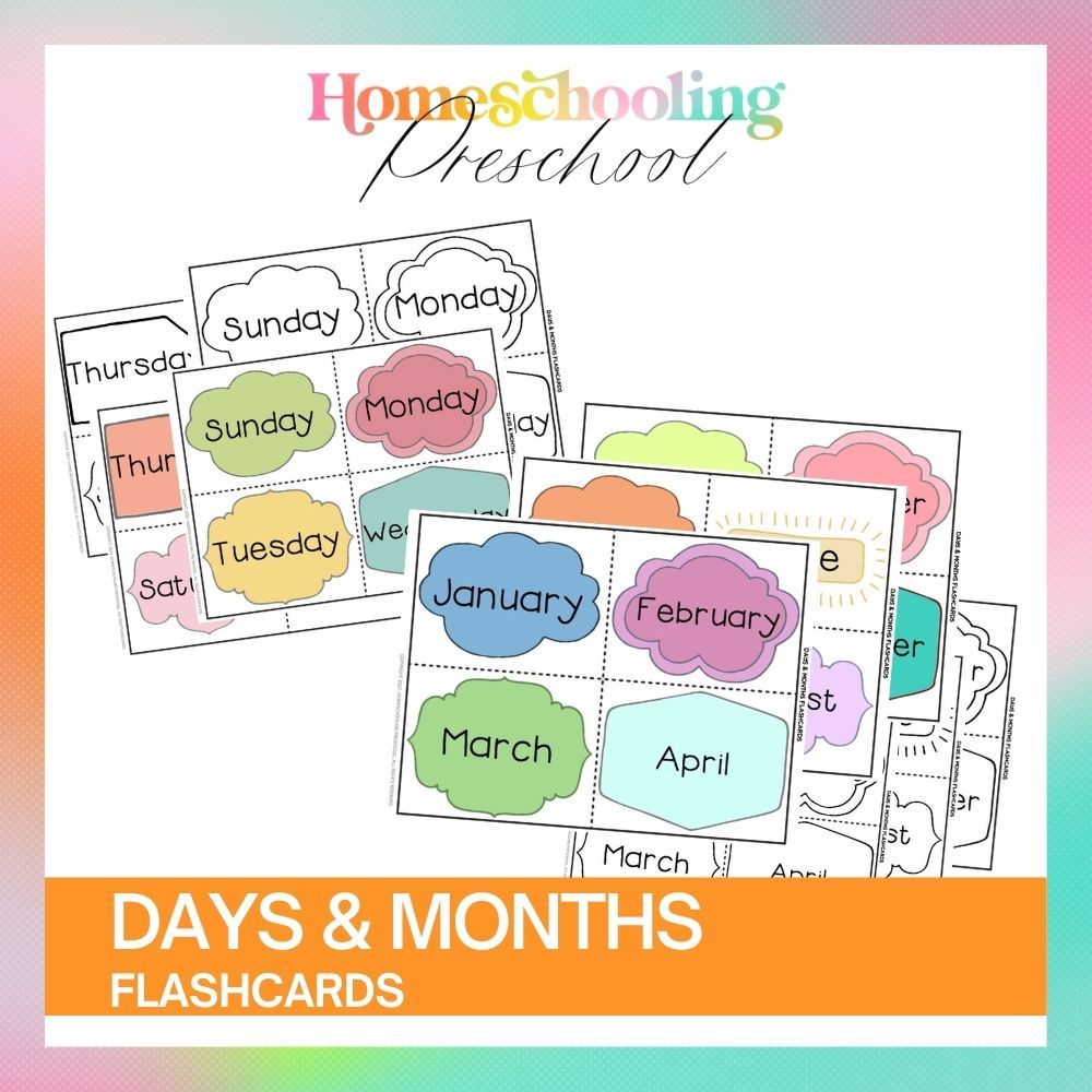 Days and Months Flashcards and Memory Match Cards – The Sweet Dahlia