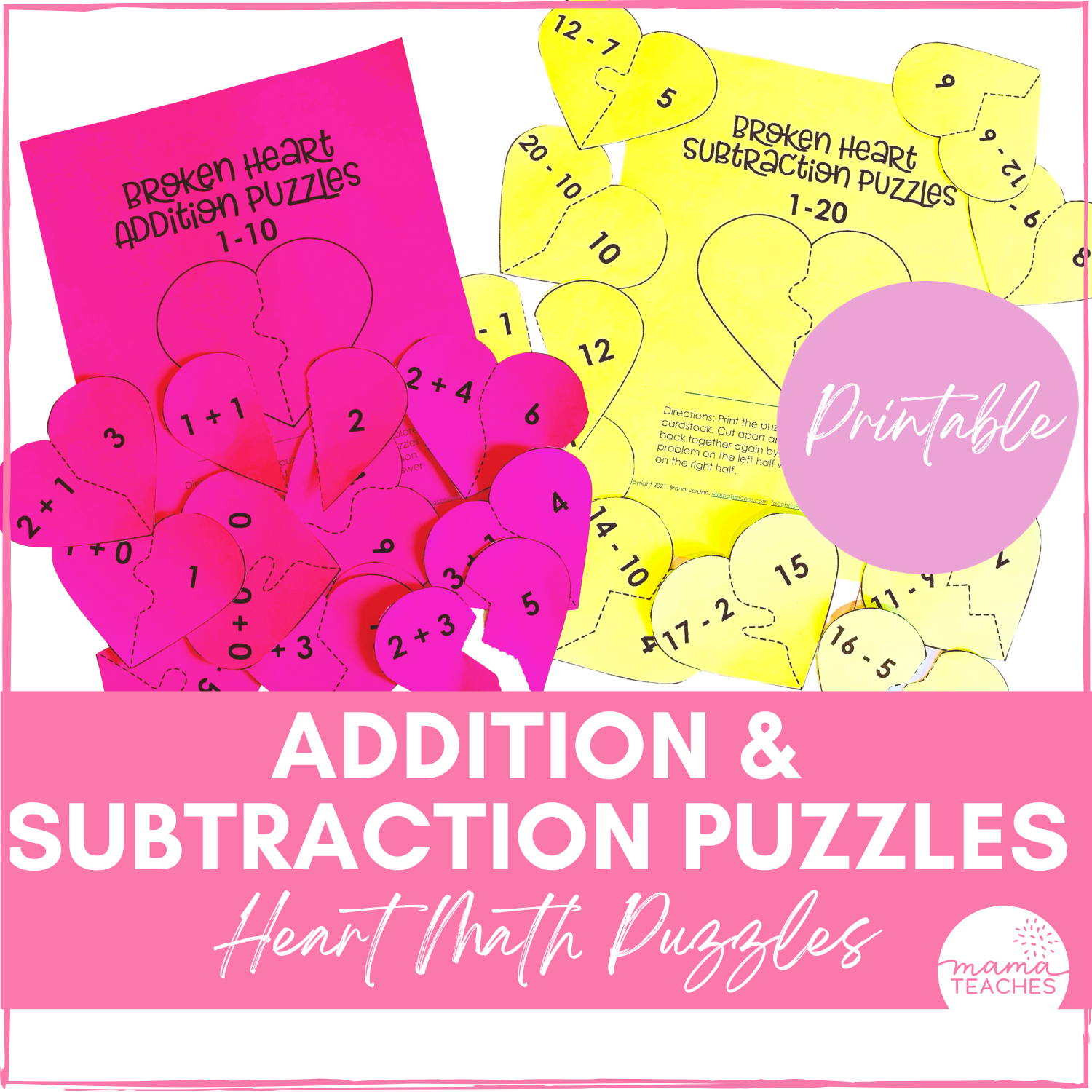 Valentines Day Math - Addition & Subtraction Puzzles – The Sweet Dahlia