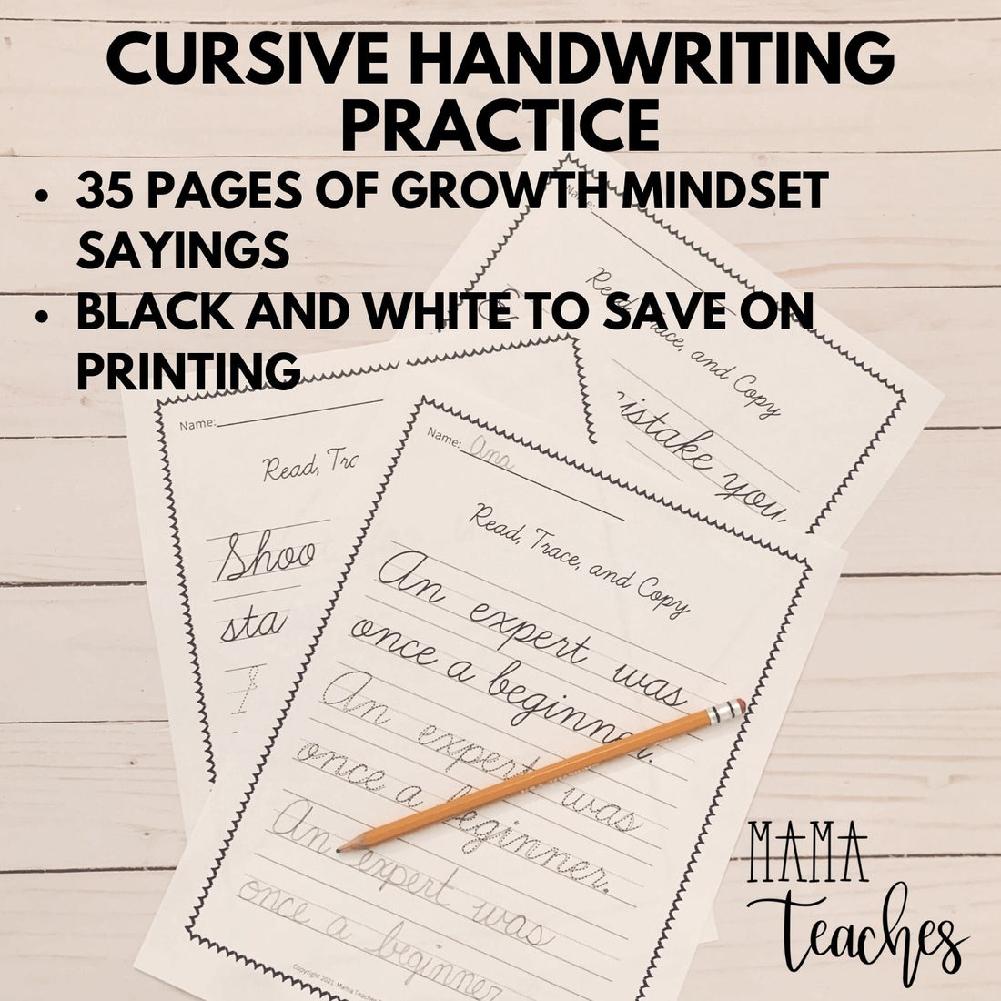 Growth Mindset Cursive Handwriting Practice – The Sweet Dahlia