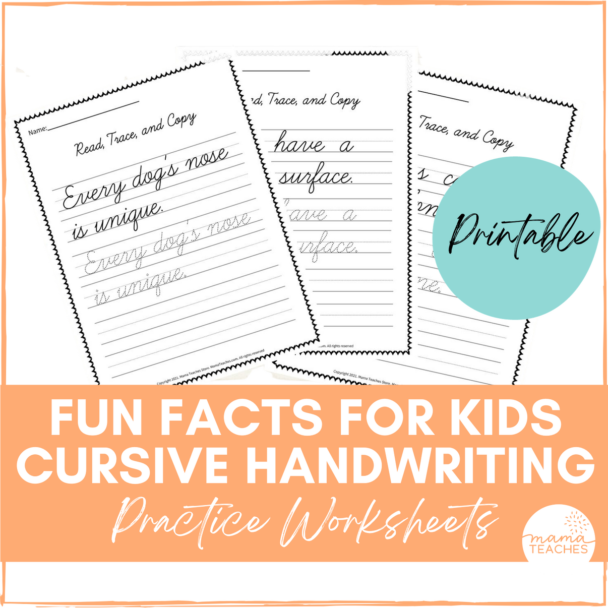 Fun Facts Cursive Handwriting Practice – The Sweet Dahlia