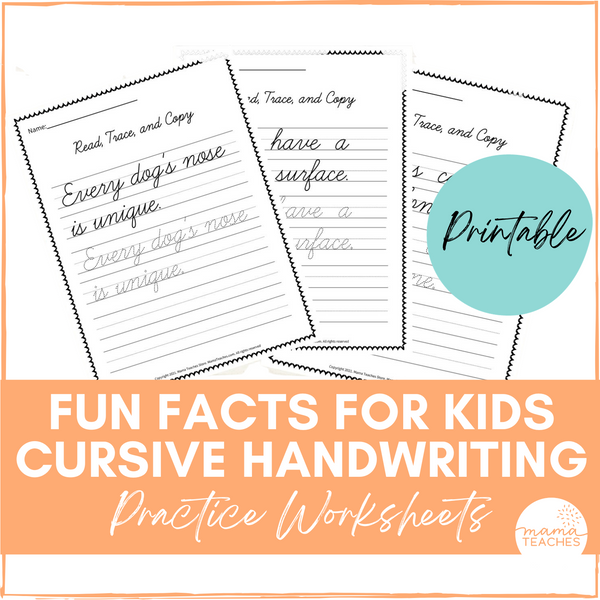 Fun Facts Cursive Handwriting Practice – The Sweet Dahlia