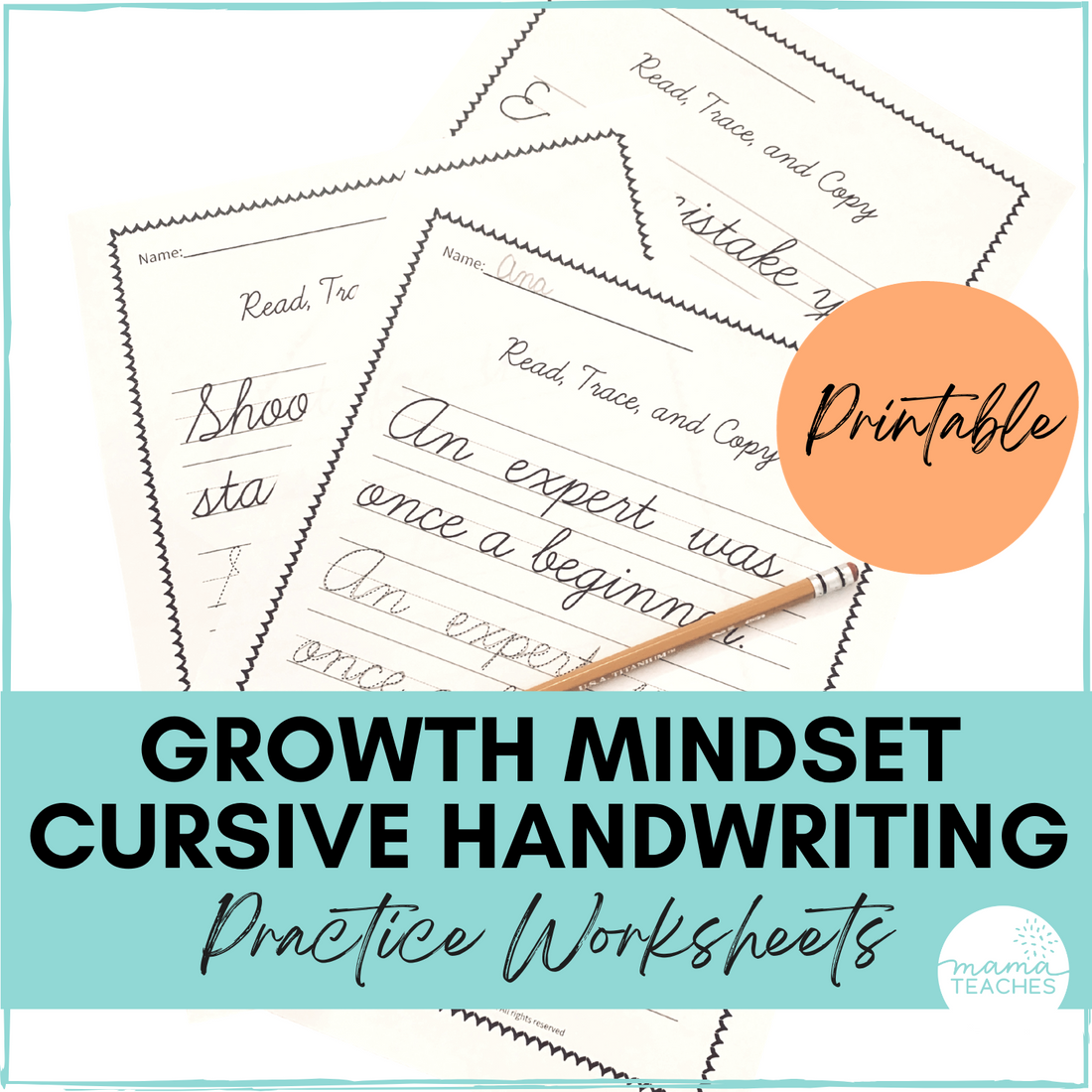 Growth Mindset Cursive Handwriting Practice – The Sweet Dahlia