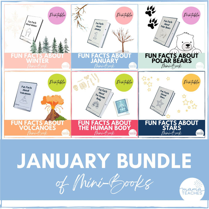 January Fun Facts Mini Books BUNDLE – The Sweet Dahlia